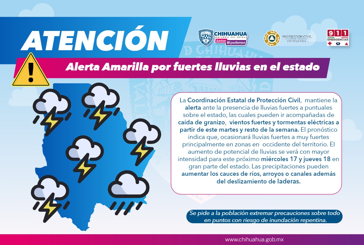 Alerta Protección Civil Estatal a la población por presencia de lluvias ... Alerta Protección Civil Estatal a la población por presencia de lluvias ...